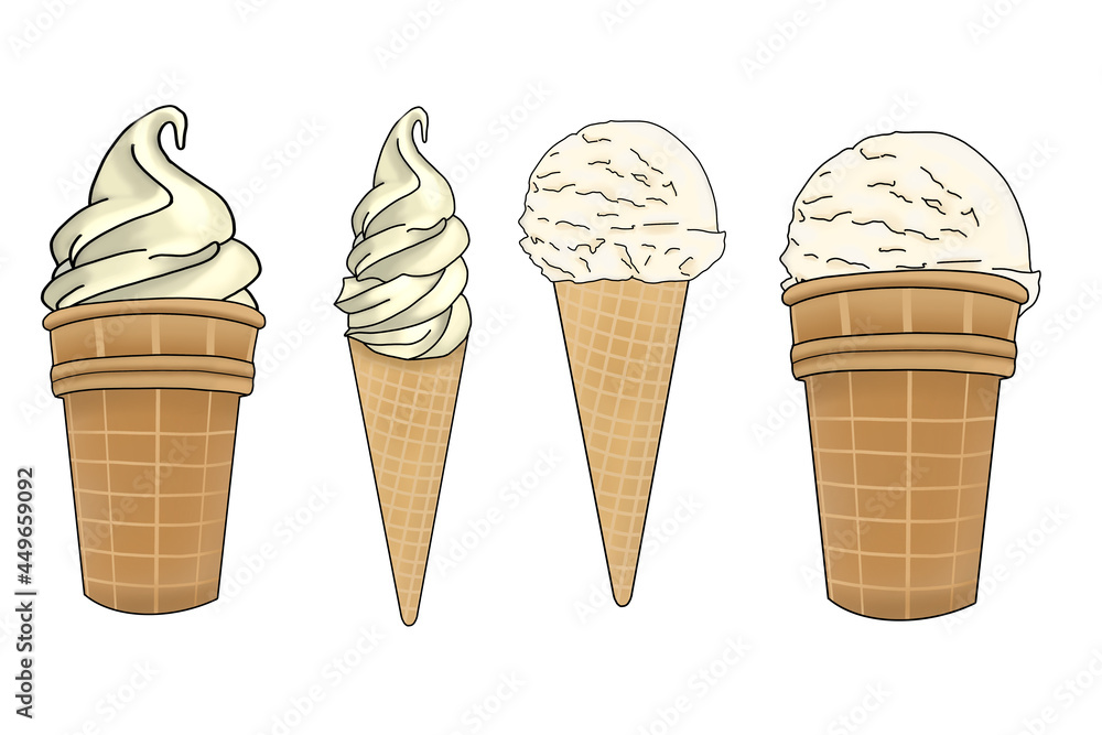 Hand draw illustration ice cream. Summer food, cold cream, frozen ...
