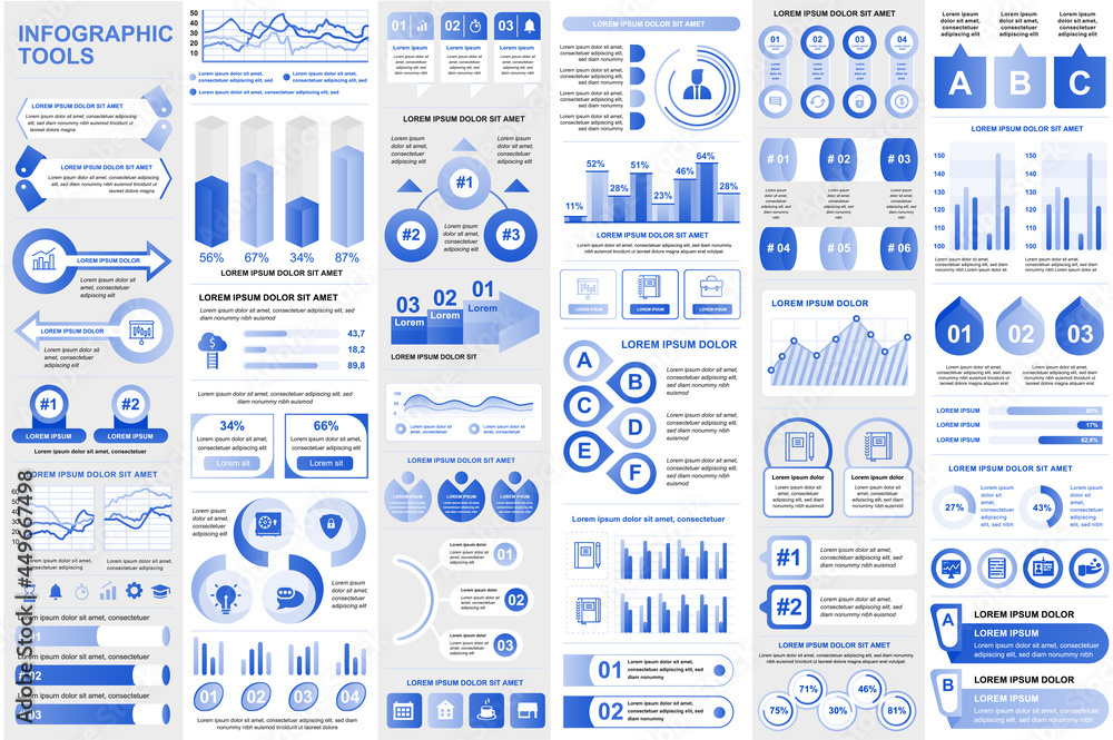 Bundle infographic elements data visualization vector design template ...