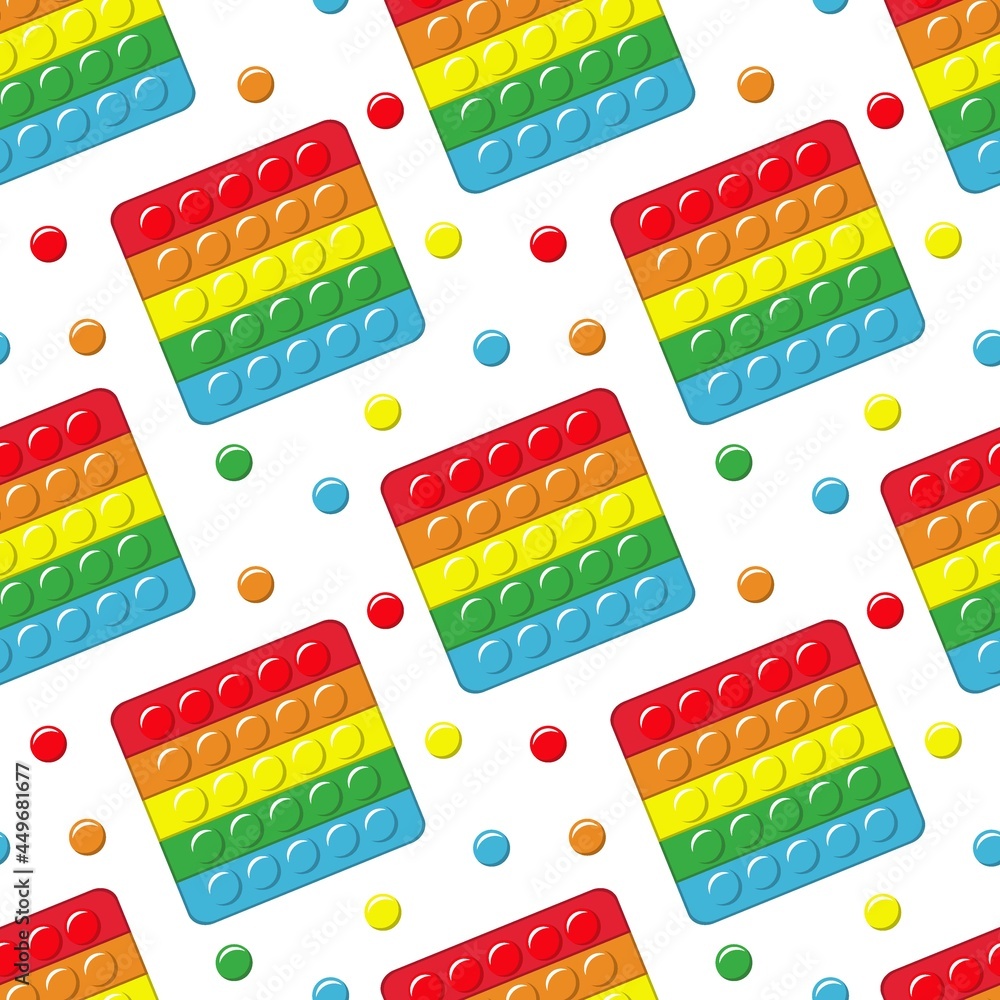 Vector de Stock Pop it. Square colorful rainbow silicone antistress ...