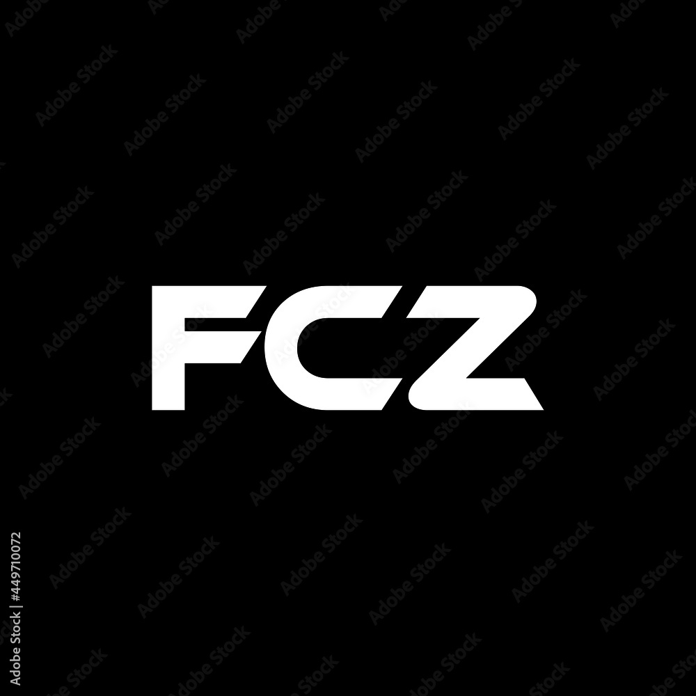 เวกเตอร์ Stock FCZ letter logo design with black background in ...