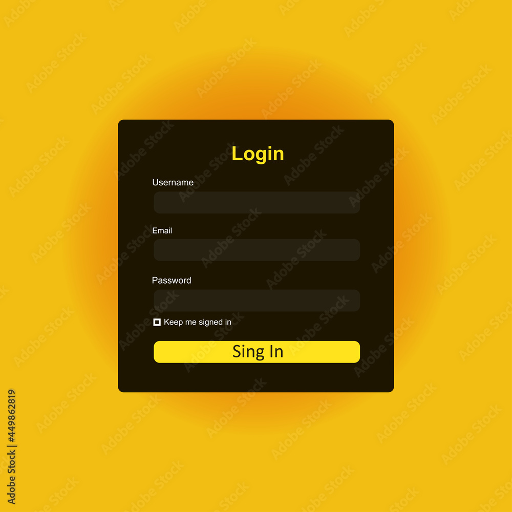 Member login form interface. For web page, site, mobile applications ...