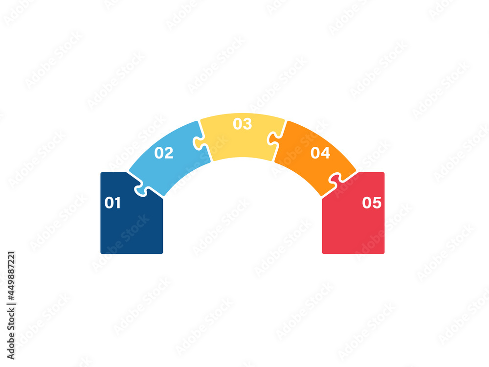 5 steps puzzle bridge model. Clipart image Stock Vector | Adobe Stock