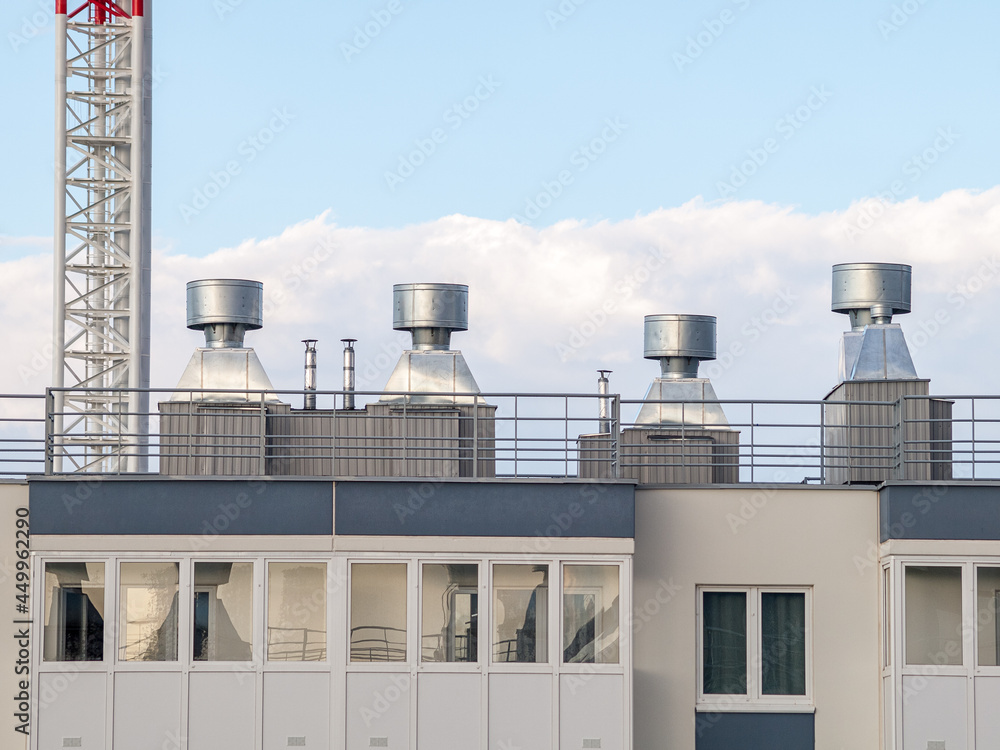 Air intakes, air ducts of the ventilation shaft in a residential ...