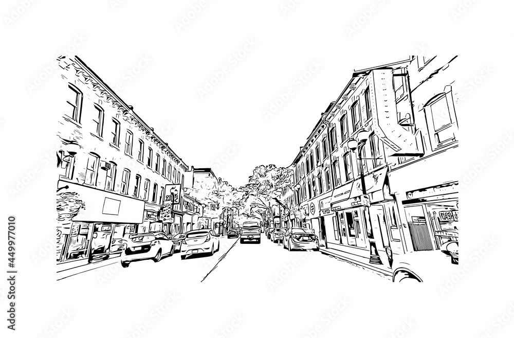 Building view with landmark of Hamilton is the capital city of Bermuda ...
