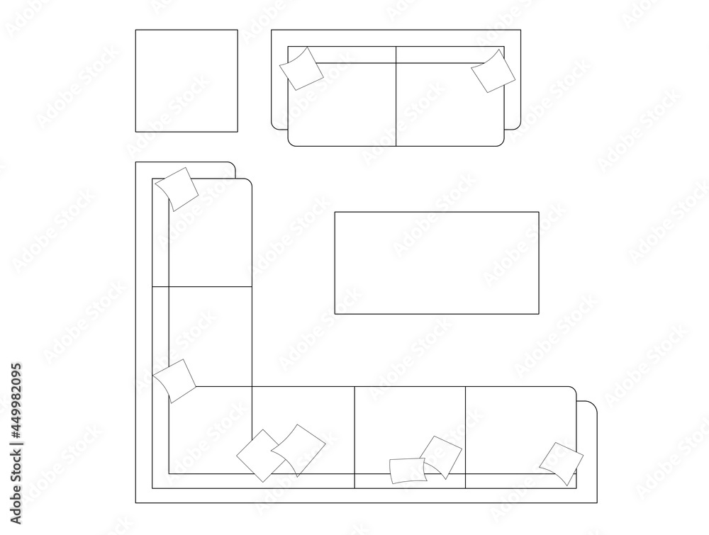 Illustration Stock 2D CAD plan drawing various sizes and designs of ...