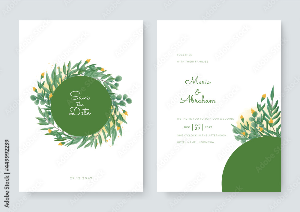 Beautiful floral wreath wedding invitation card template. Abstract art ...