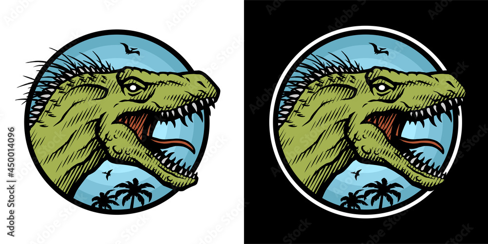 Indoraptor, X-Rex in two versions. Vector illustration. Stock Vector ...