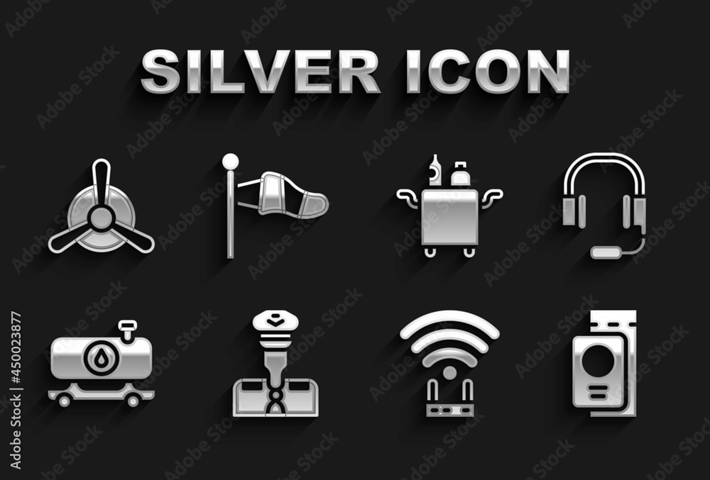 Set Pilot, Headphones with microphone, Passport ticket, Router and wi ...