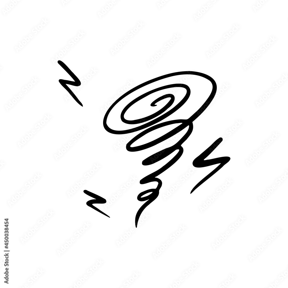 Question mark drawing, thunderstorm, hurricane vector illustration hand ...