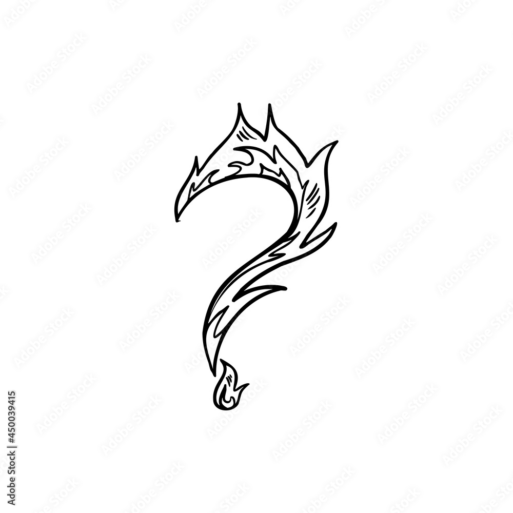 Question mark drawing, fire vector illustration hand drawn Stock Vector ...