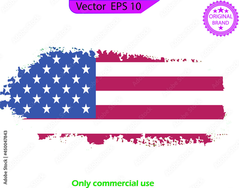 Vector de Stock USA Flag. Distressed American waving flag with splash ...