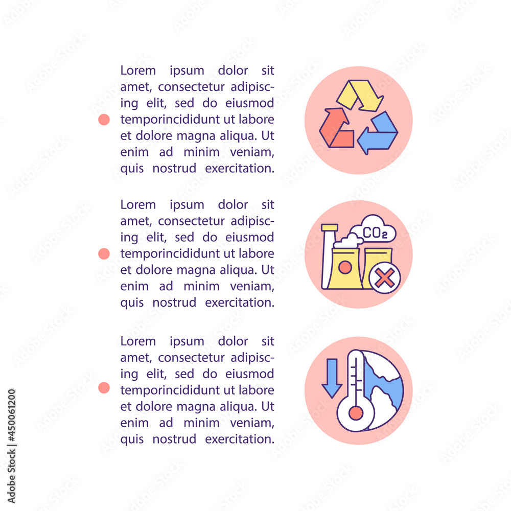 Climate change mitigation concept line icons with text. PPT page vector ...