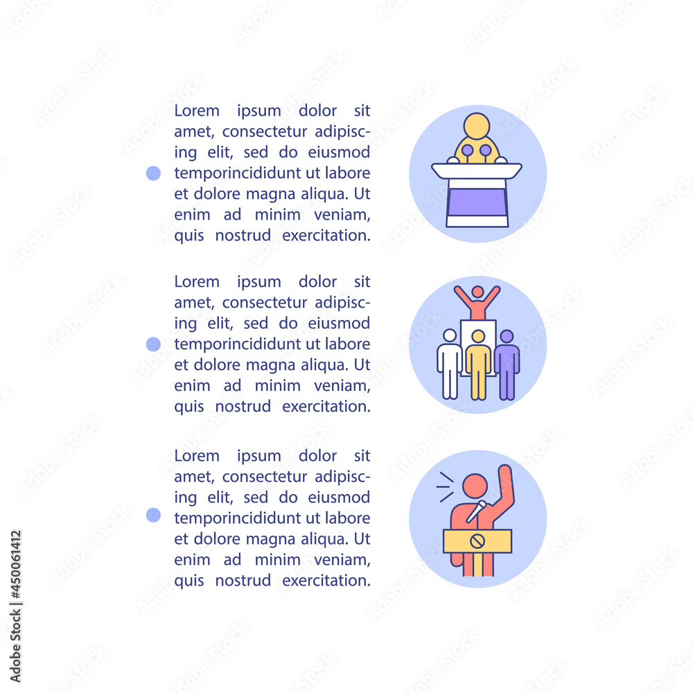 Political climate change denial concept line icons with text. PPT page ...