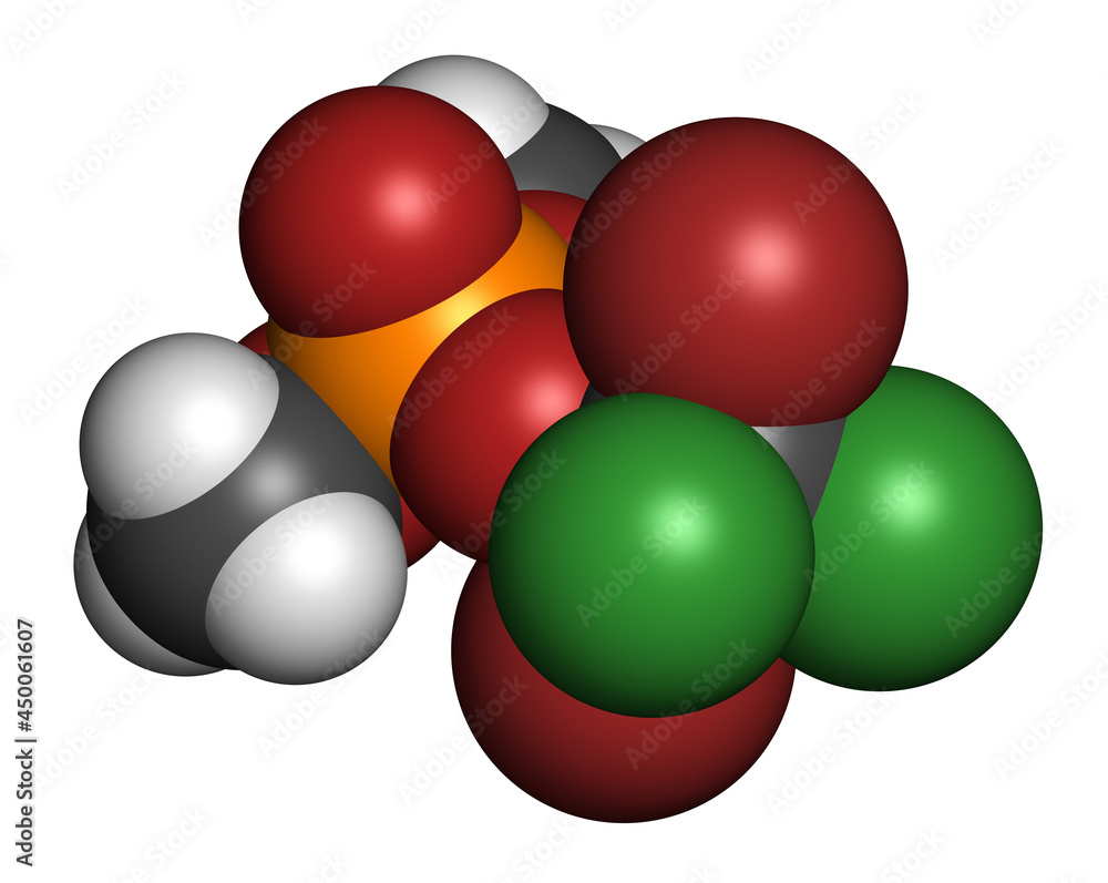 Naled insecticide molecule (organophosphate class). 3D rendering. Stock ...