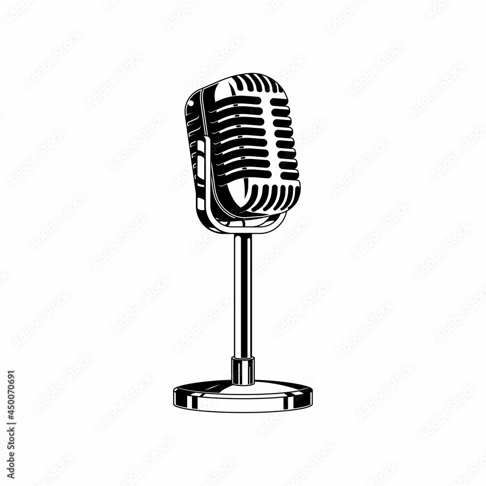 Retro microphone concept vector. vintage microphone vector image. Stock ...