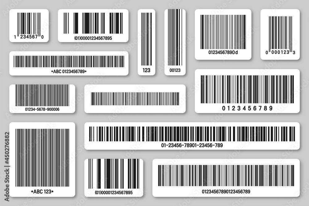 Set of product barcodes. Identification tracking code. Serial number ...