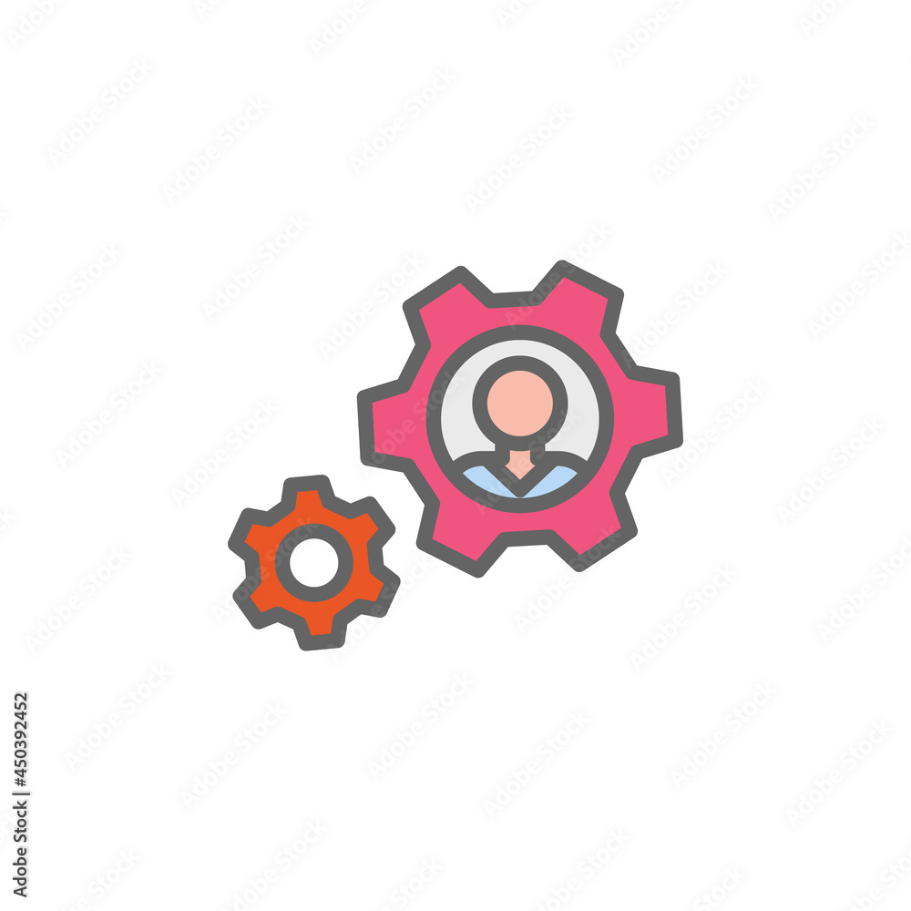 Management gear men outline colored icon. Elements of Business ...