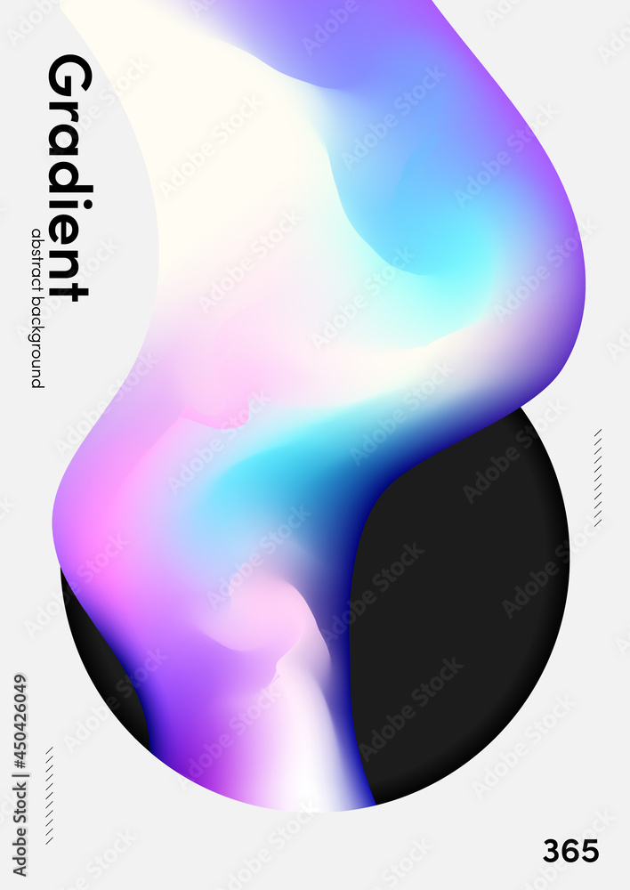 Abstract fluid dynamic poster background with colorful gradient shape ...
