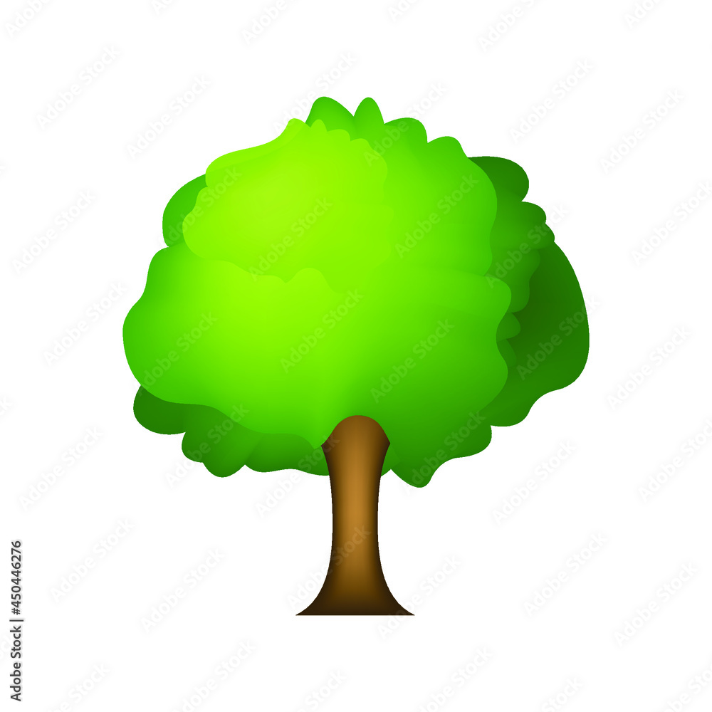 Green evergreen tree vector emoji illustration flat design. Cartoon ...