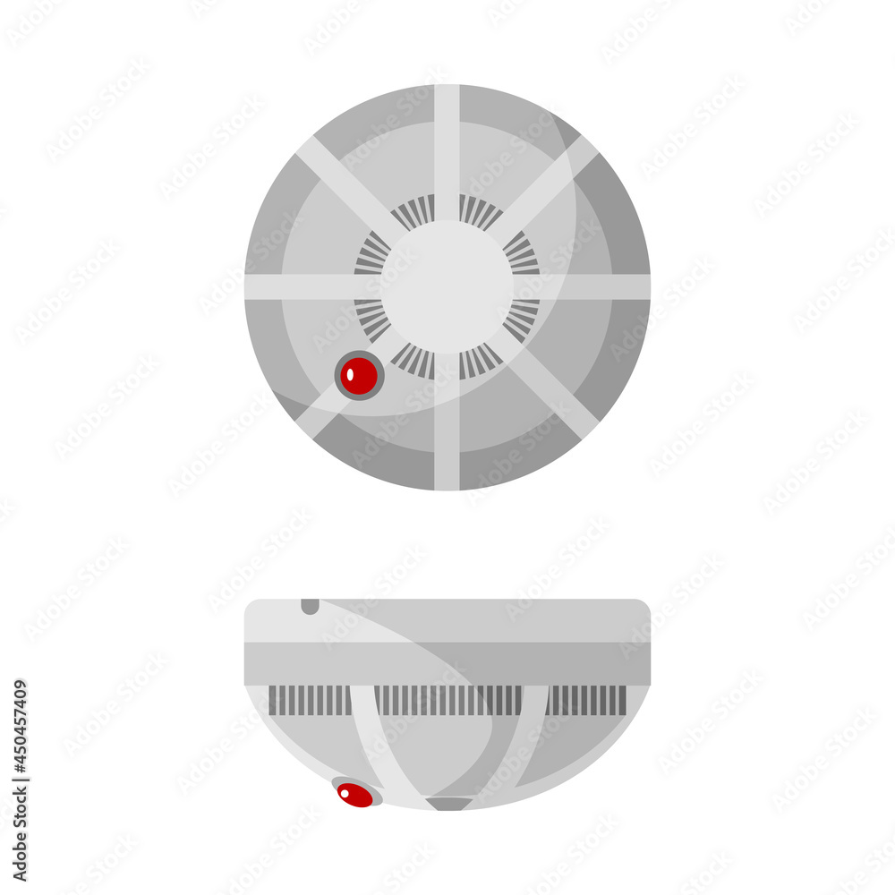 Icon fire prevention smoke detector sensor on white background. Gas ...