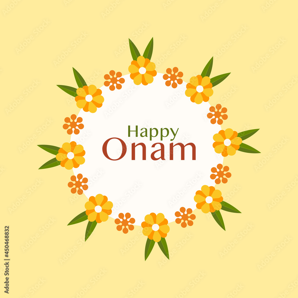 Onam festival greetings with floral designs. Onam is a traditional ...