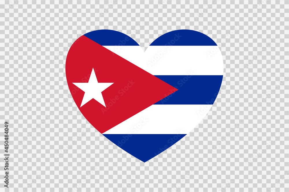 Cuba flag in heart shape isolated on png or transparent background ...