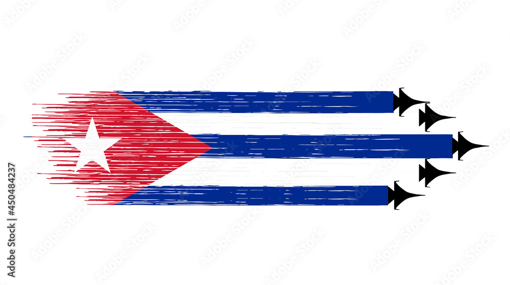 Cuba flag with military fighter jets isolated on png or transparent ...