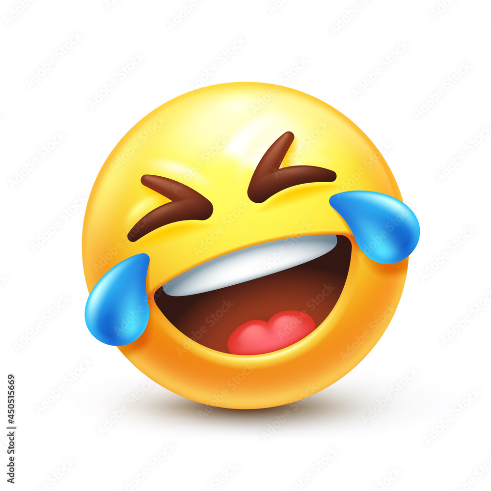 Vector de Stock Rolling on the Floor Laughing. ROFL emoji, funny to tears emoticon 3D stylized ...