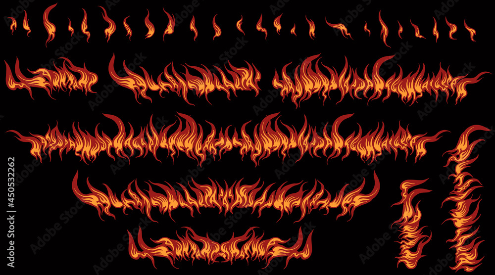 Fiery details. Design set. Editable hand drawn illustration. Vector ...