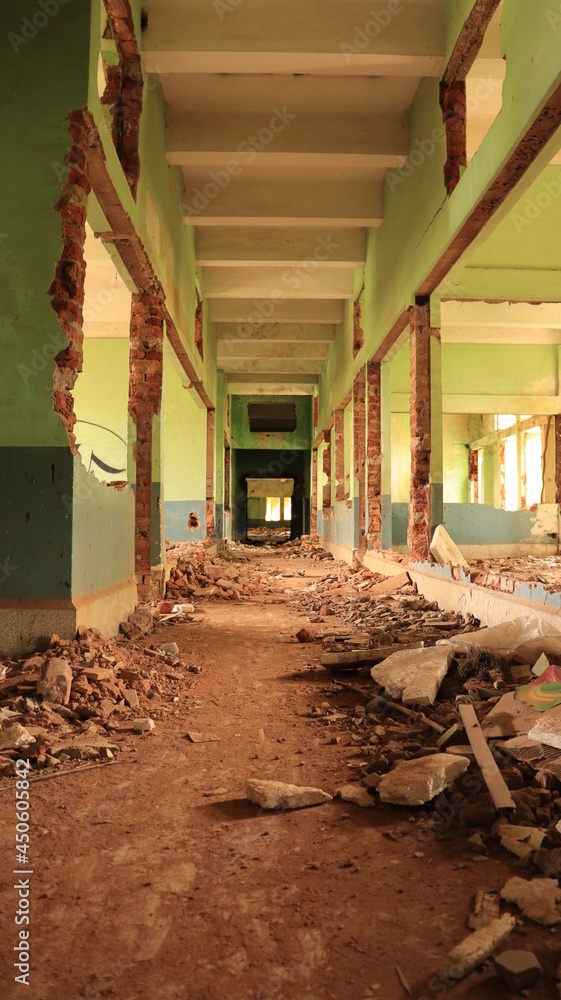 abandoned HMT factory at Bangalore. Old factory architecture texture ...