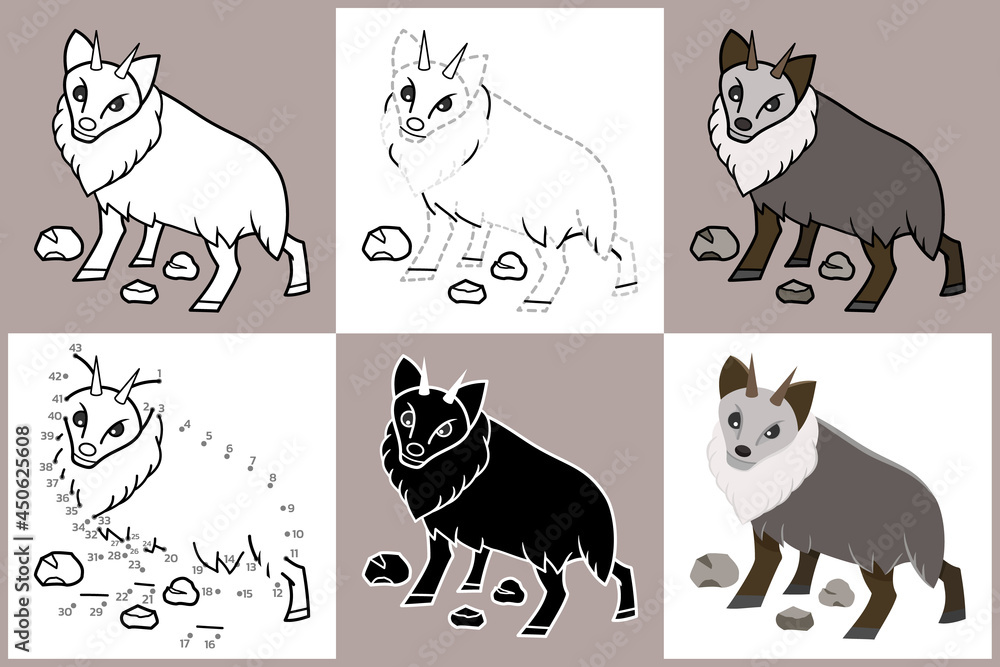 Cartoon Animals set of SEROW Stock Vector | Adobe Stock