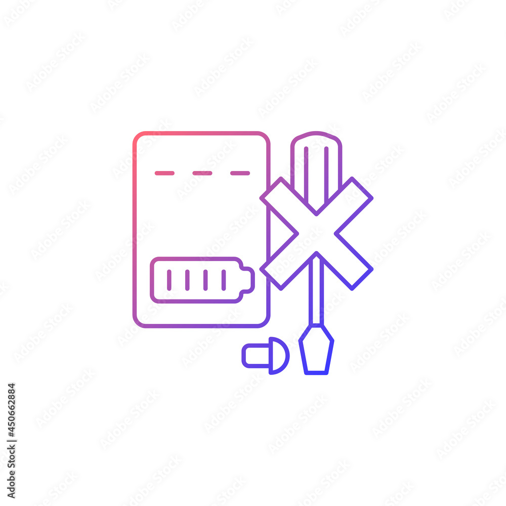 Dont disassemble powerbank gradient linear vector manual label icon ...