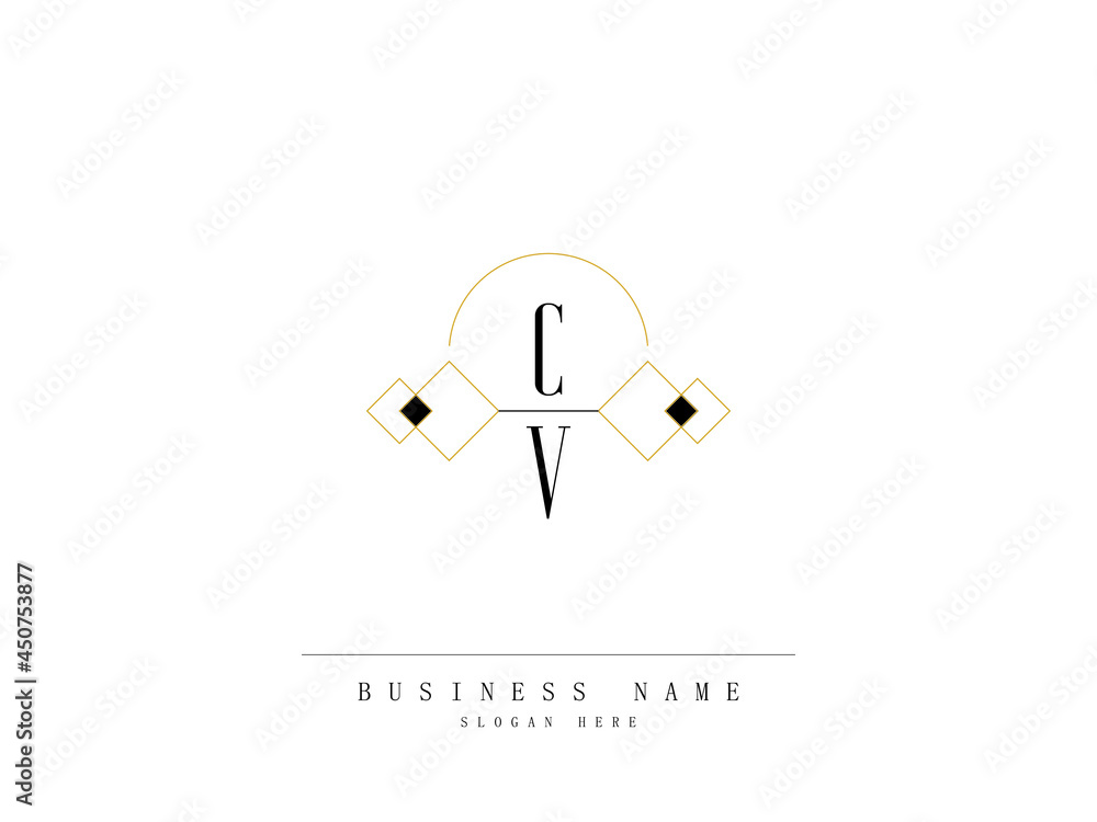 Letter CV Logo, Diamond cv Logo Template with Creative Line Art Concept ...