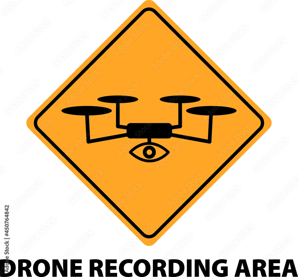 Drone zone traffic sign. Aerial recording area icon or symbol in vector ...