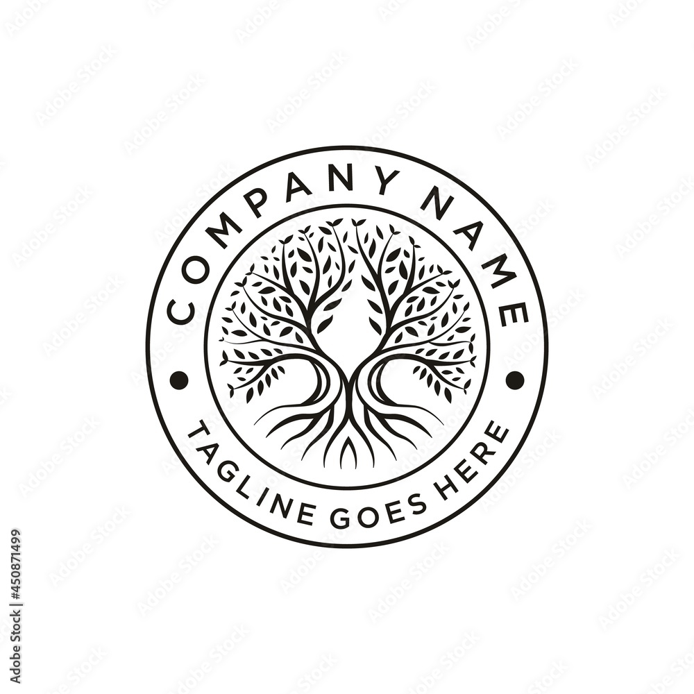 Family Tree of Life Emblem logo design vector Stock Vector | Adobe Stock