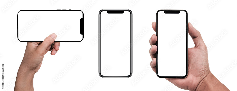 Smartphone similar to iphone 12 with blank white screen for Infographic ...