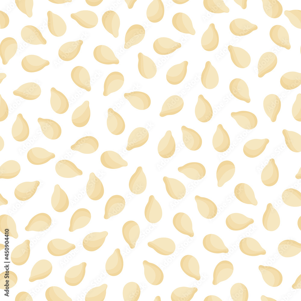 White sesame vector cartoon seamless pattern for template farmer market ...
