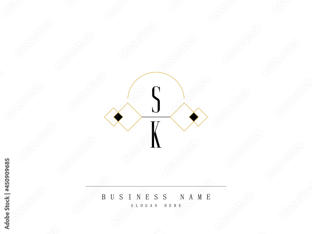 Letter SK Logo, Creative sk Logo Template with Creative Line Art ...