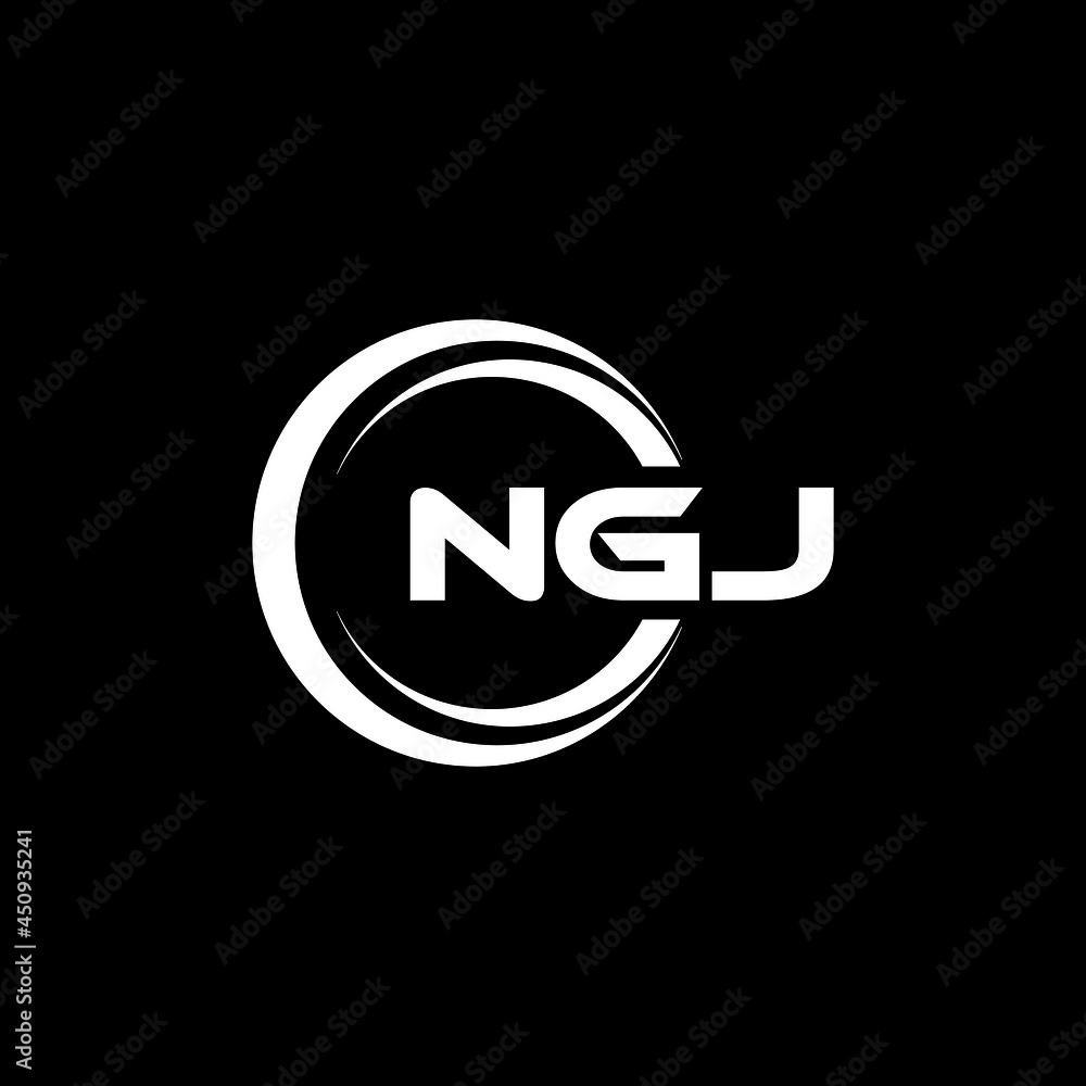 NGJ letter logo design with black background in illustrator, vector ...