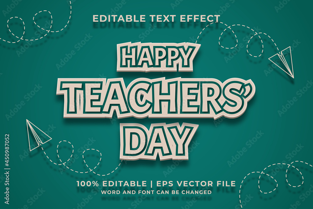 Happy Teachers Day editable text effect template retro style Premium ...
