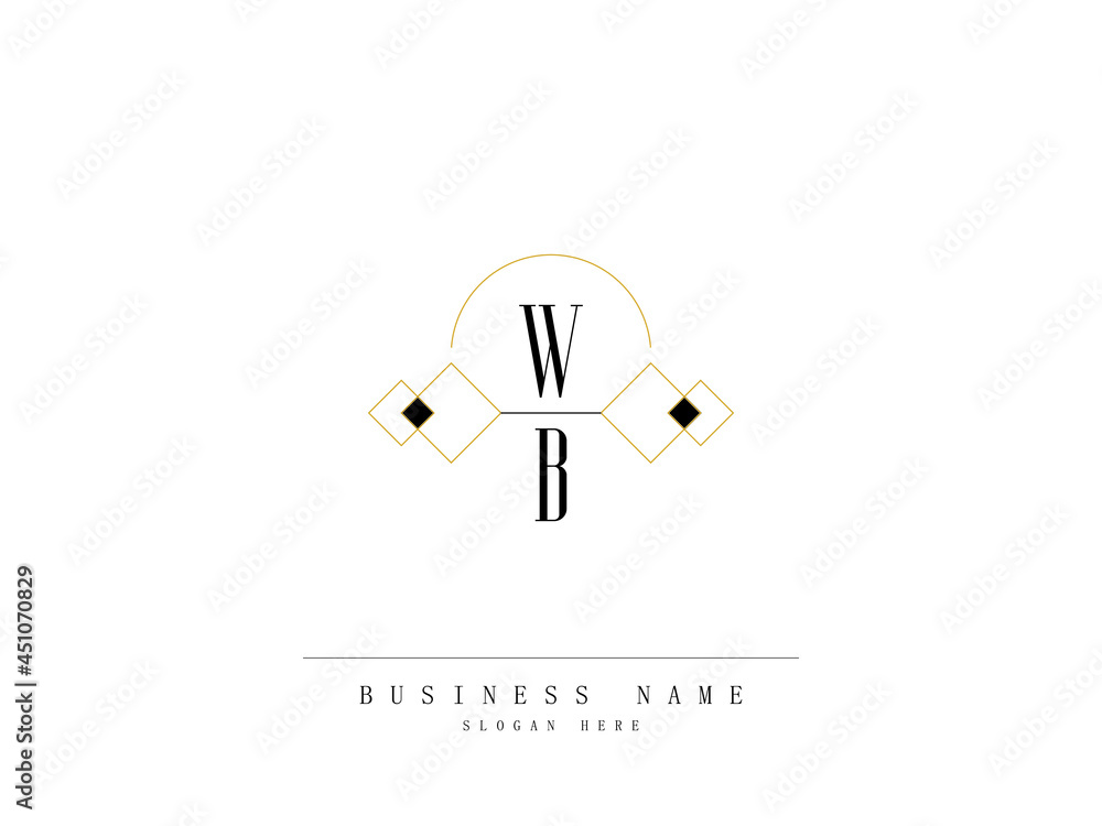 Letter WB Logo, Creative wb Logo Template with Creative Line Art ...