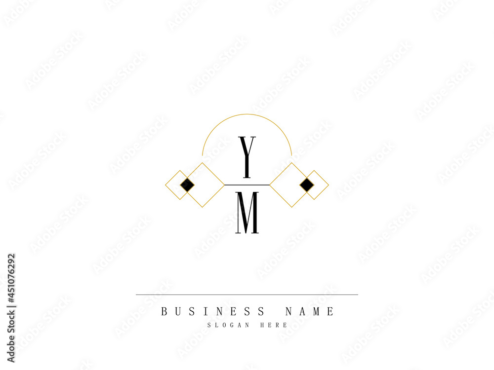 Letter YM Logo, Creative ym Logo Template with Creative Line Art ...