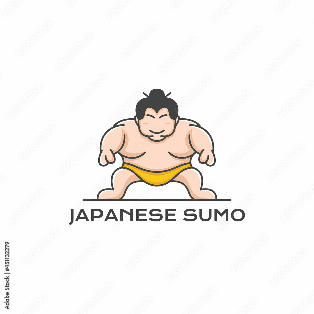Sumo wrestler Logo. Fat, overweight man. Japanese Traditional sport ...