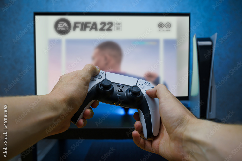 Fifa 2022 video game on new generation Sony Playstation 5 video console ...
