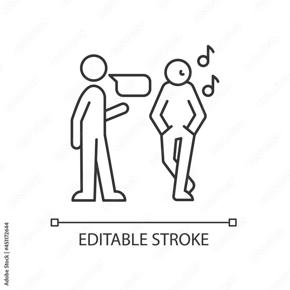 Stock-Vektorgrafik „Inattentive listening linear icon. Lacking eye ...