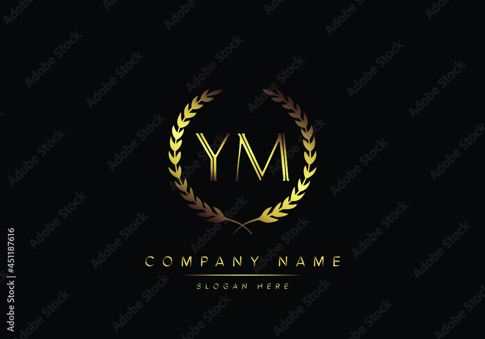 Alphabet letters YM monogram logo, gold color, luxury style Stock ...