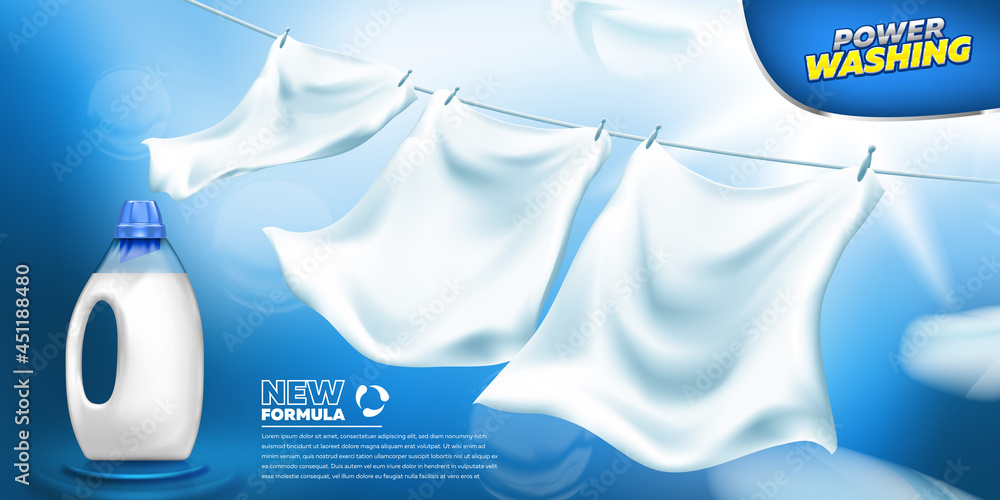Laundry detergent product ads design. Liquid soap powder or fabric ...