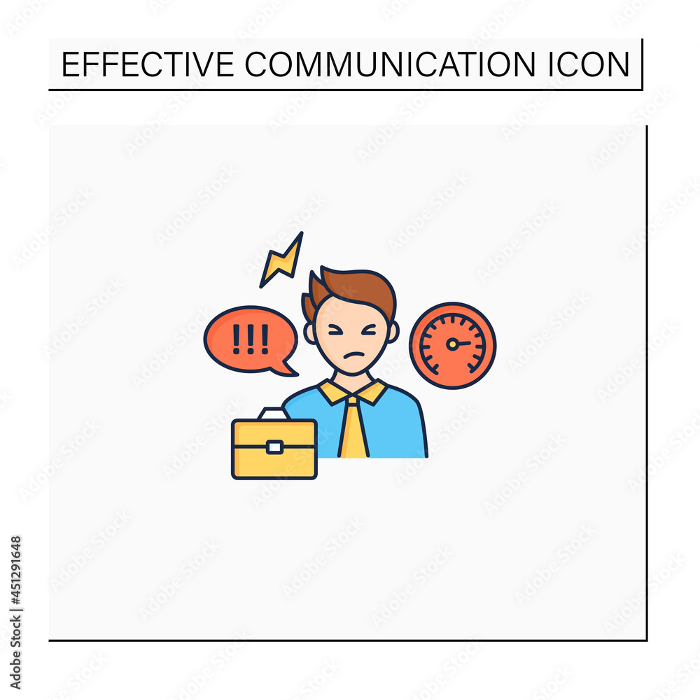 Ineffective communication color icon.Uncontrolled emotions.Stressful ...