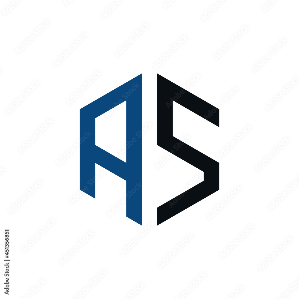 AS logo vector illustration. Letter AS hexagonal logo isolated on White ...