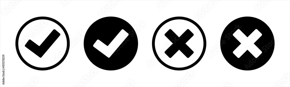 Check mark or checkbox pictogram icons set. Black tick icons. Black ...